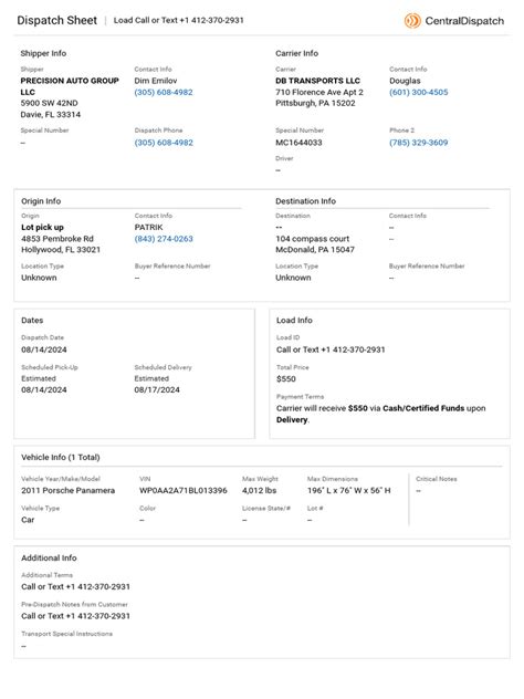 Dispatch Sheet 1 Pdf