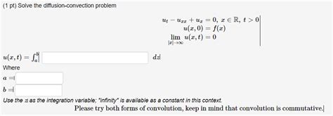 Solved 1 Pt Solve The Diffusion Convection Problem