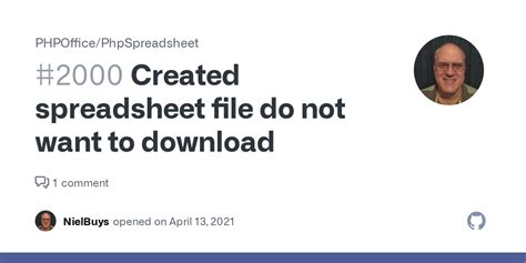 Created Spreadsheet File Do Not Want To Download · Issue 2000 · Phpofficephpspreadsheet · Github