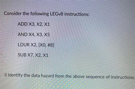 Solved Consider The Following Legv8 Instructions Add X3