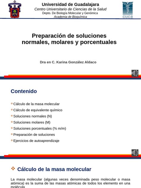 Preparacion De Soluciones Dra Karina Gonzalez Aldaco Pdf Química