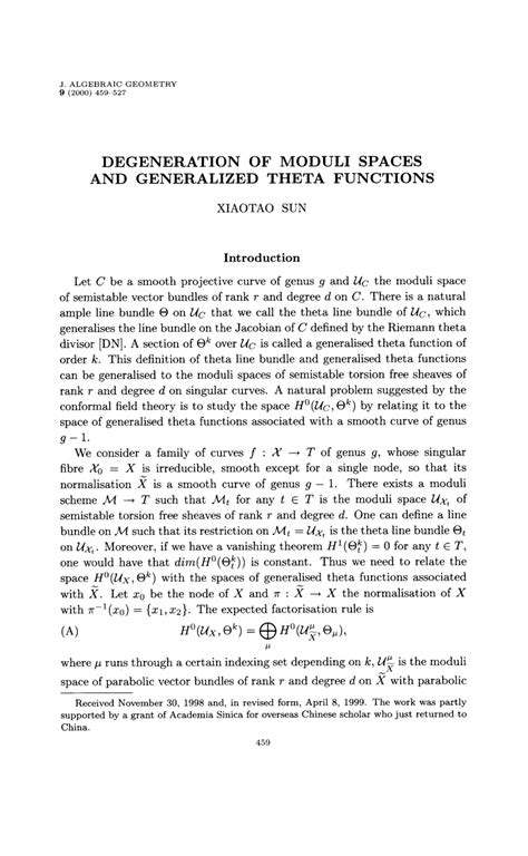 pdf degeneration of moduli spaces and generalized theta functions