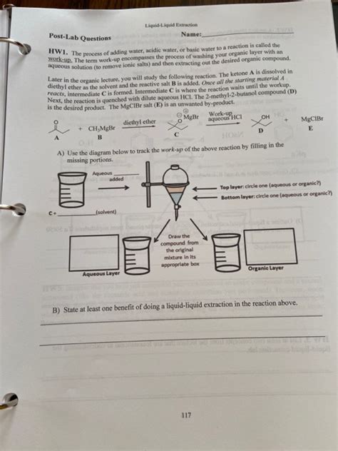 Solved Liquid Liquid Extraction Post Lab Questions Wh Mliid