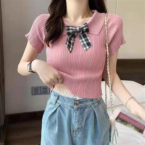 2021 Summer Korean Trendy Tops Fashion Stretchable Tops Knitted Crop