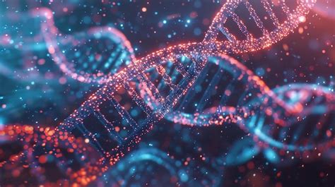 premium photo a visualization of genetic code represented by nucleotide sequences along a dna