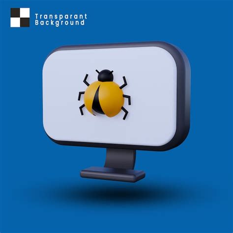 Premium Psd 3d A Computer Monitor With A Bug Icon Isolated