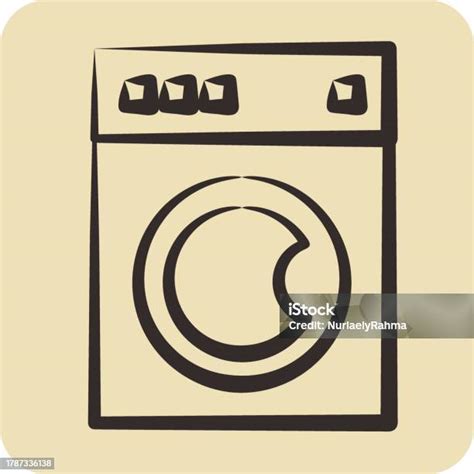 아이콘 세탁기 세탁 기호와 관련이 있습니다 손으로 그린 스타일입니다 심플한 디자인 편집 가능 간단한 일러스트레이션 가사 집안일에 대한 스톡 벡터 아트 및 기타 이미지