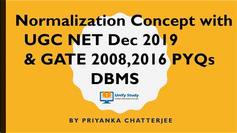Normalization Ugc Net Dec 2019 Gate 2008 And 2016 Pyqs Solution With Concept By Priyanka