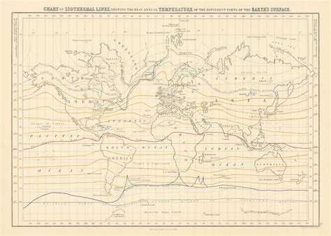 World Chart Of Isothermal Lines Mean Annual Temperature George Aikman
