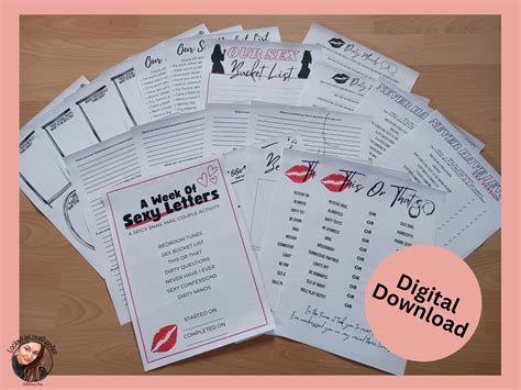 A Week Of Sexy Letters Snail Mail Couple Activity 20 Pages Etsy