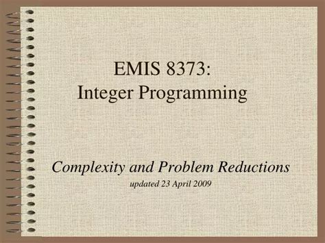 Ppt Emis 8373 Integer Programming Powerpoint Presentation Free