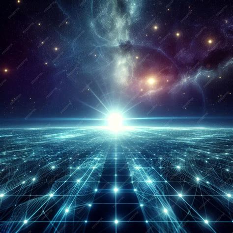 Futuristic Glowing Grid With Abstract Technology Digital Effects Premium Ai Generated Image