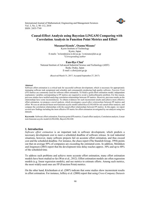 Pdf Causal Effect Analysis Using Bayesian Lingam Comparing With Correlation Analysis In