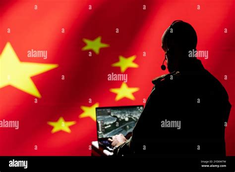 Chinese Soldier Using Radar Detecting Ballistic Missile Attacks And Conducting General Space