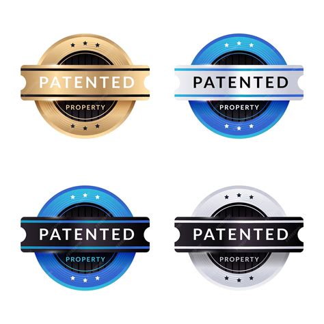 특허 받은 스탬프 디자인 컬렉션 무료 벡터