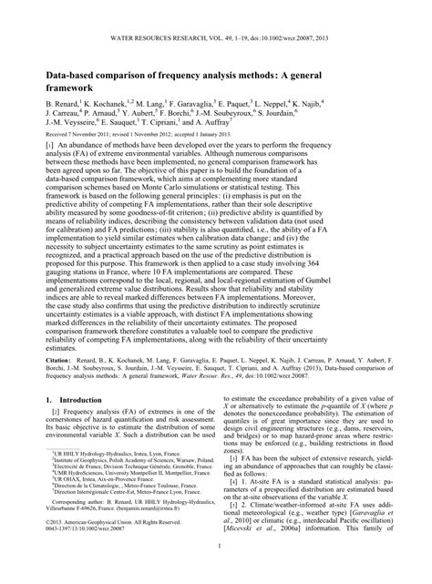 Pdf A Data Based Comparison Of Flood Frequency Analysis Methods Used