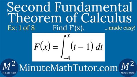 Second Fundamental Theorem Of Calculus Ex 1 Of 8 Fxintegral From 4 To X Of T 1 Dt