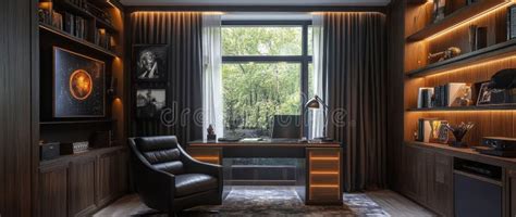 Refined And Classy Dark Interior Design Of A Contemporary Home Office