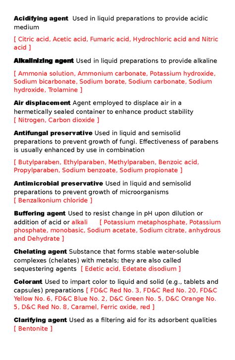 Acidifying Agent Used In Liquid Preparations To Provide Acidic Medium