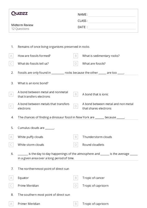 50 Fossils Worksheets For 12th Class On Quizizz Free Printable