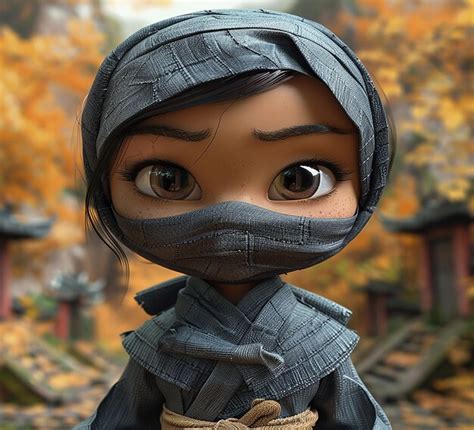 Premium Photo A Photo Of Mini Ninja Cartoonish Character Model