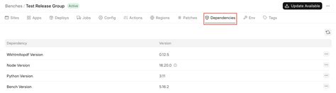 Editing Bench Dependency Version