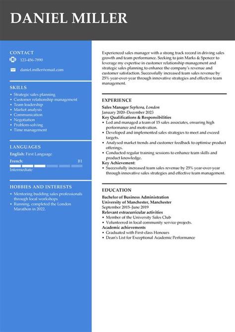 Marks And Spencer CV Example Writing Guide