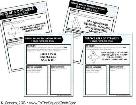 6th Grade Math Error Analysis Bundle To The Square Inch