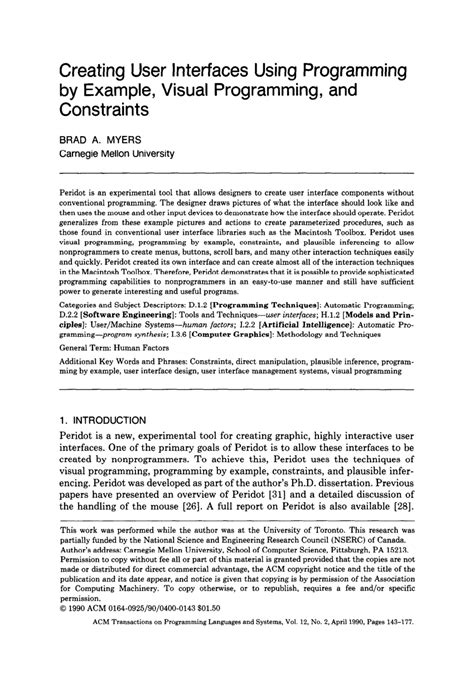 Pdf Creating User Interfaces Using Programming By Example Visual Programming And Constraints