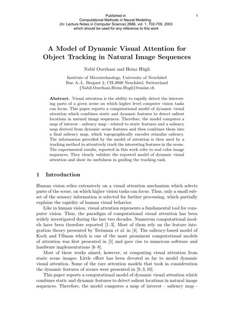 Pdf A Model Of Dynamic Visual Attention For Object Tracking In