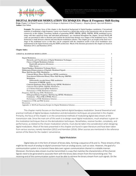 Pdf Digital Bandpass Modulation Techniques Phase And Frequency Shift Keying