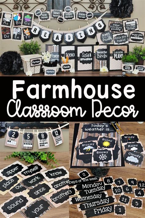Neutral Farmhouse Classroom Decor Bundle Rustic Classroom Decorations