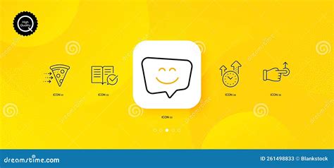 Smile Face Food Delivery And Approved Documentation Minimal Line Icons For Web Application