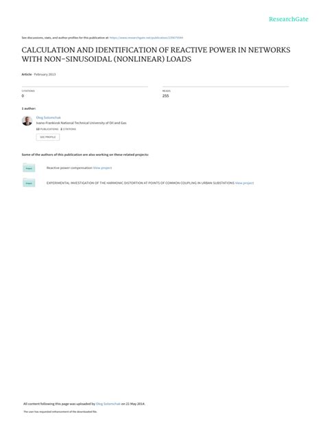 Reactive Power Calculation In Non Sinusoidal Networks