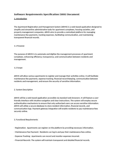 Software Requirements Specification Pdf Usability Computer Security