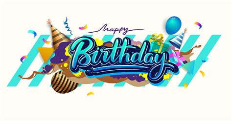 생일 축 하에 대 한 풍선 색종이와 선물 상자 디자인 서식 파일 인사말 카드와 포스터에 대 한 행복 한 생일 타이포 그래피 벡터