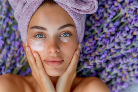 Premium Photo Young Woman Enjoying Facial Skincare Treatment With
