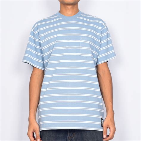 Tired Skateboards Stamped Stripe Pocket T Shirt Bright Blue