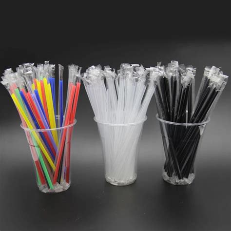 100pcs Clear Individually Wrapped Drinking Pp Straws Tea Drinks Straws Smoothies Jumbo Thick