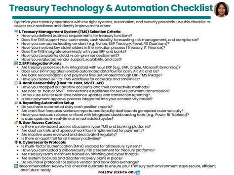 Treasury Technology And Automation Checklist Young Professional Coaching Inc