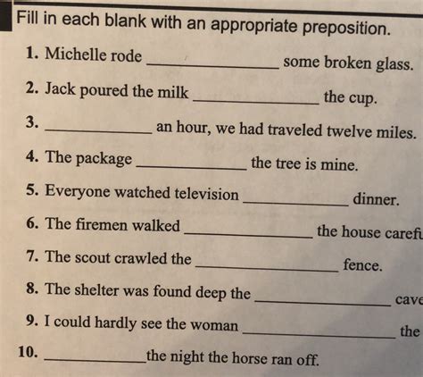 Fill In Blank With Appropriate Preposition Michelle Rode Qquad Some Broken Glass Jack Poured