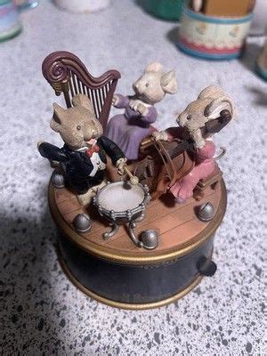 Vtg Enesco Animated Music Box Mice Trio Playing Musical Instruments