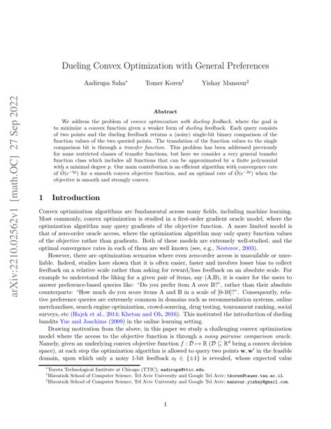 pdf dueling convex optimization with general preferences