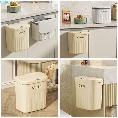 งานฝีมือ ถังขยะในครัวติดผนังพร้อมฝาปิด ตะกร้าใส่ขยะถังเก็บรีไซเคิลแขวนถังขยะสี่เหลี่ยมใต้อ่าง