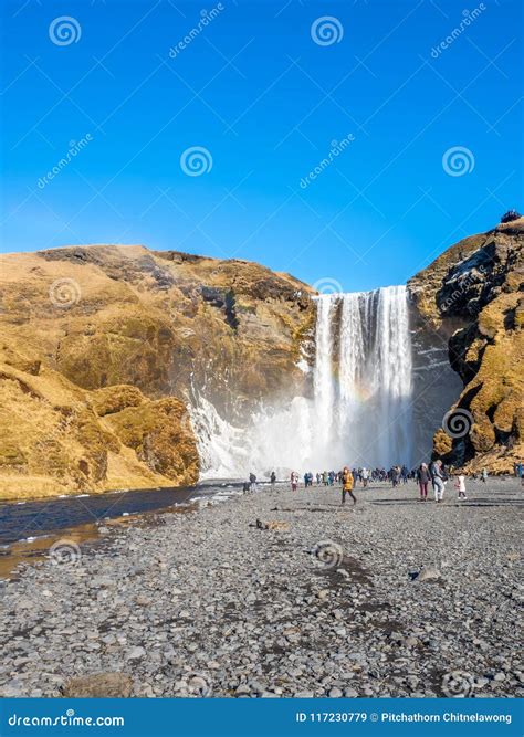 Skogafoss Waterfall In Winter Season In Iceland Editorial Stock Image