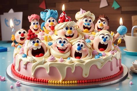 Premium Photo Frosting Faces Cartoon Characters Get Creative On Cake