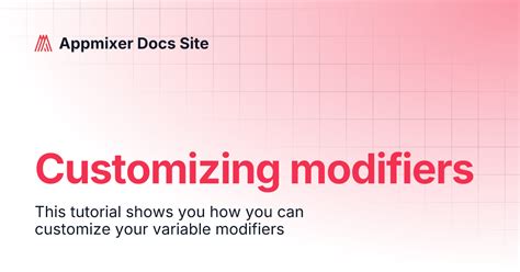 Customizing Modifiers Appmixer Docs Site