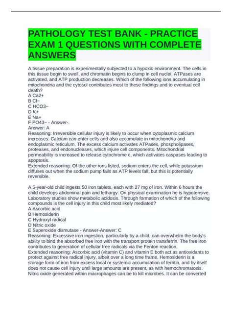 Pathology Test Bank Practice Exam 1 Questions With Complete Answers