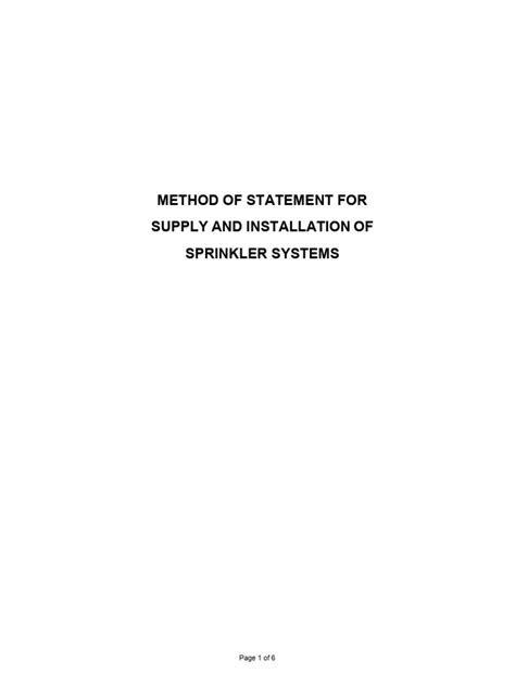 Method Of Statement For Installation Of Fire Protection Systems Pdf Pipe Fluid Conveyance