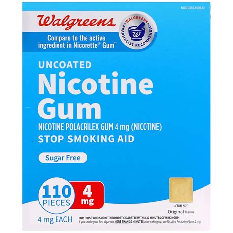 Walgreens Uncoated Nicotine Gum 4 Mg Original Walgreens